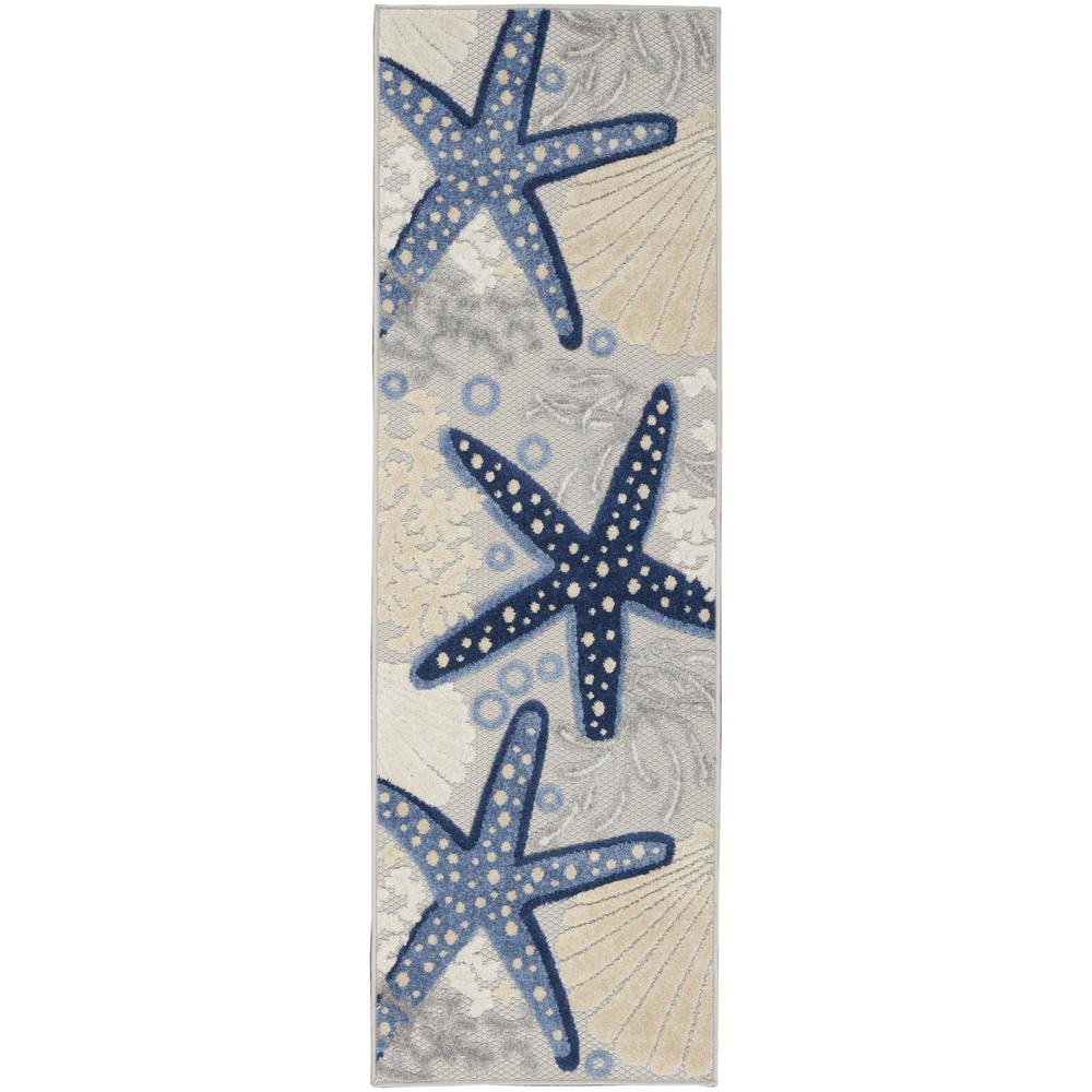 HomeRoots 2' X 6' Blue And Grey Runner Animal Print Non Skid Area Rug ...