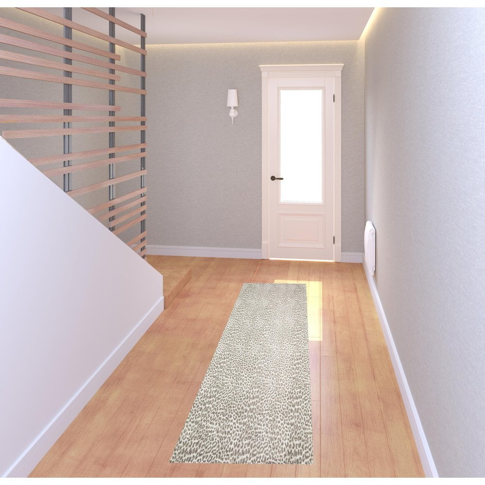 HomeRoots 2' X 8' Beige And Cream Leopard Print Shag Handmade Non Skid ...