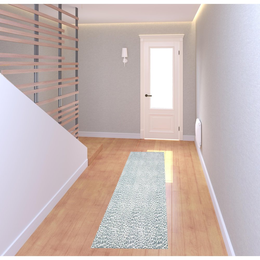 HomeRoots 2' X 8' Grey Leopard Print Shag Handmade Non Skid Runner Rug ...