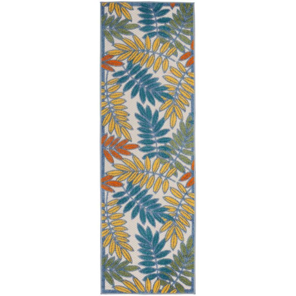 HomeRoots 2' X 8' Ivory Floral Non Skid Indoor Outdoor Runner Rug ...