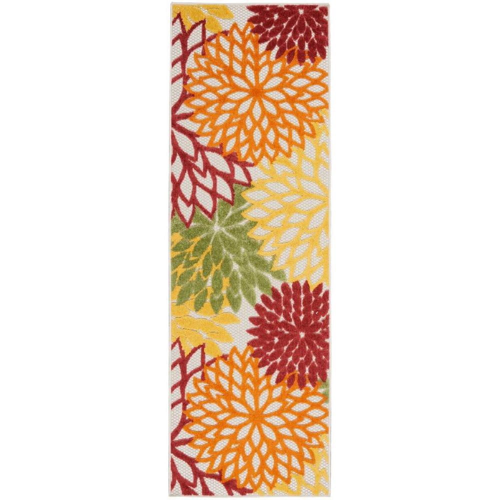 HomeRoots 2' X 8' Red Floral Non Skid Indoor Outdoor Runner Rug ...