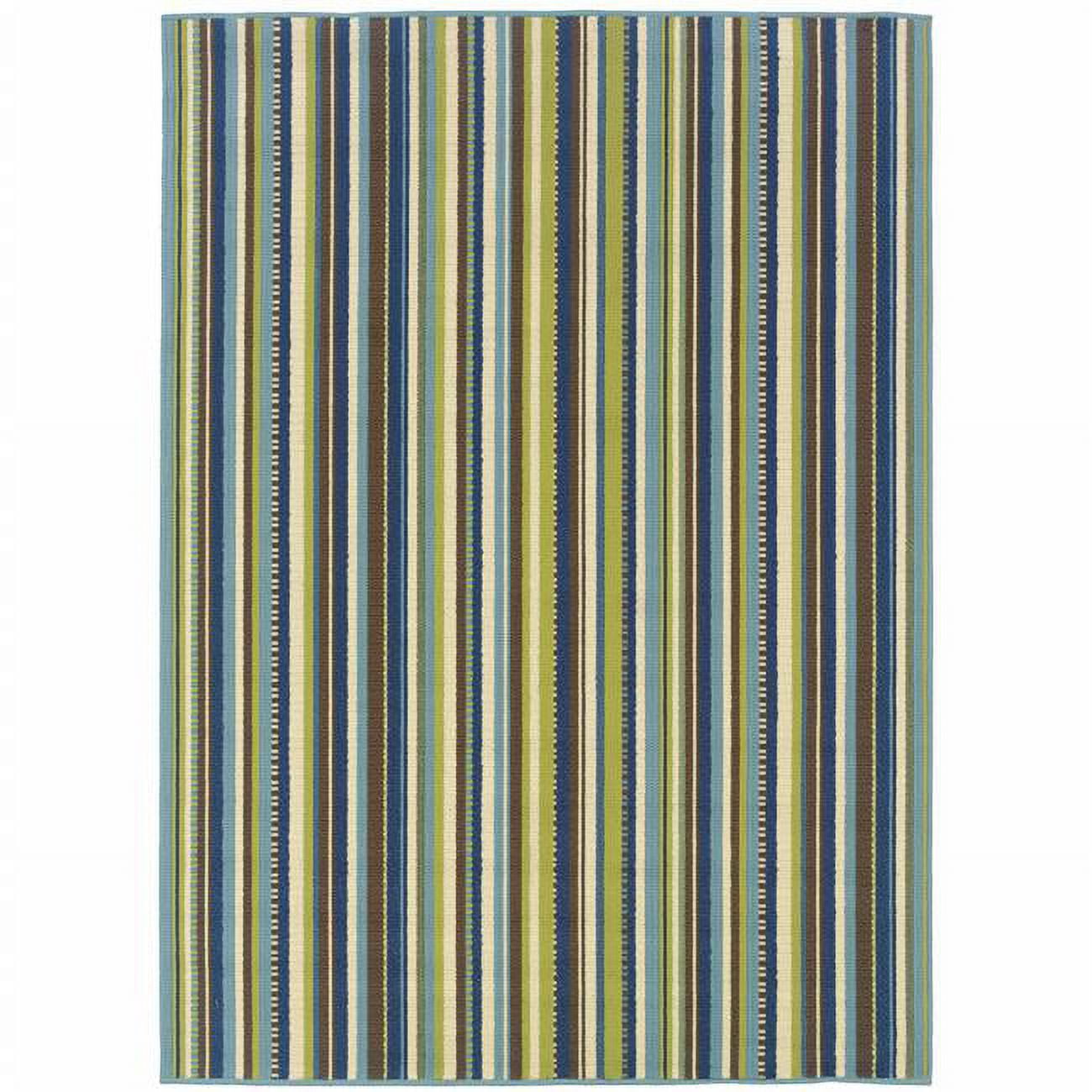 HomeRoots 2 x 4 ft. Blue Striped Stain Resistant Indoor & Outdoor ...