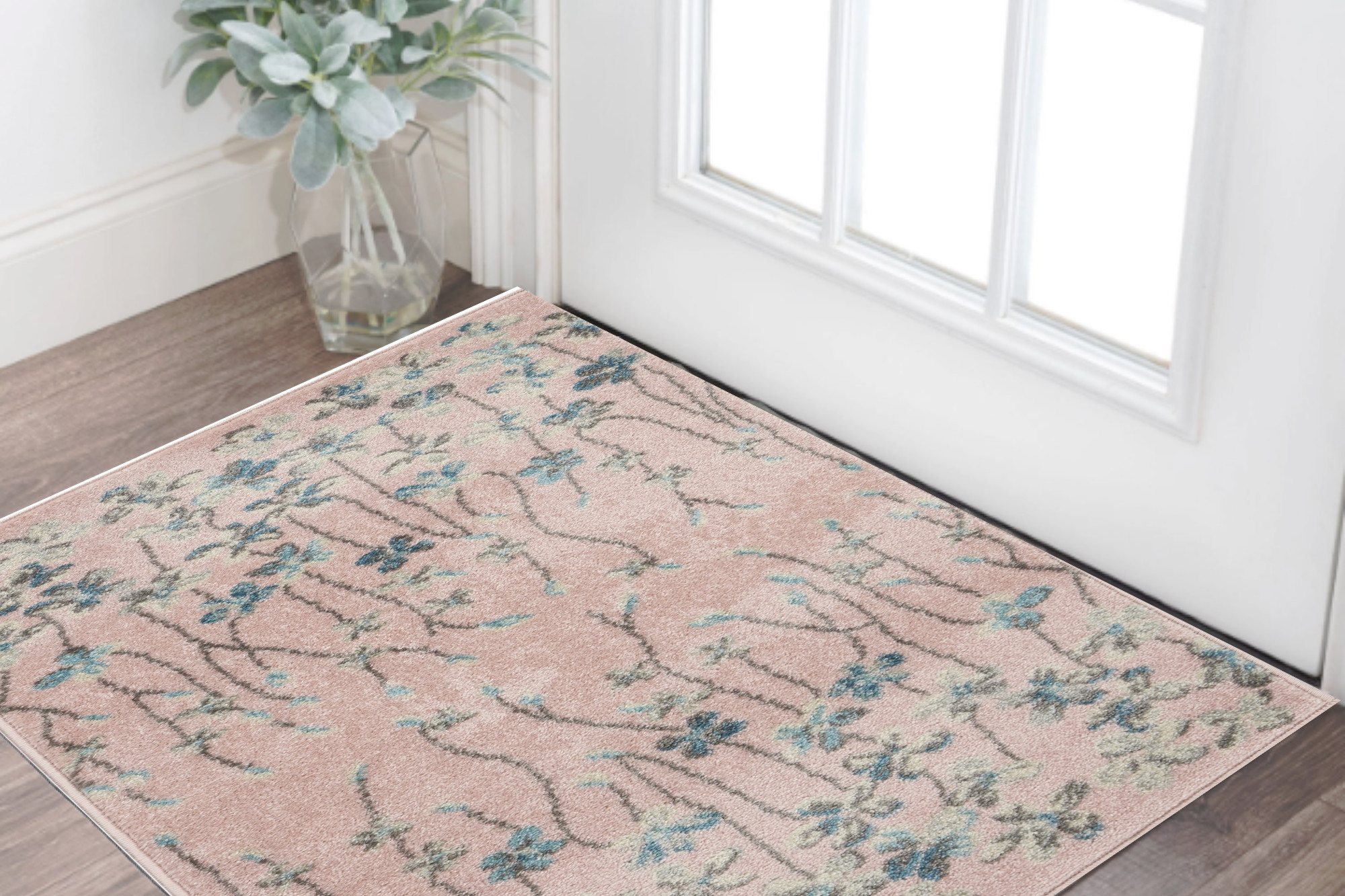 2' X 4' Pink Gray and Blue Floral Area Rug - Walmart.com