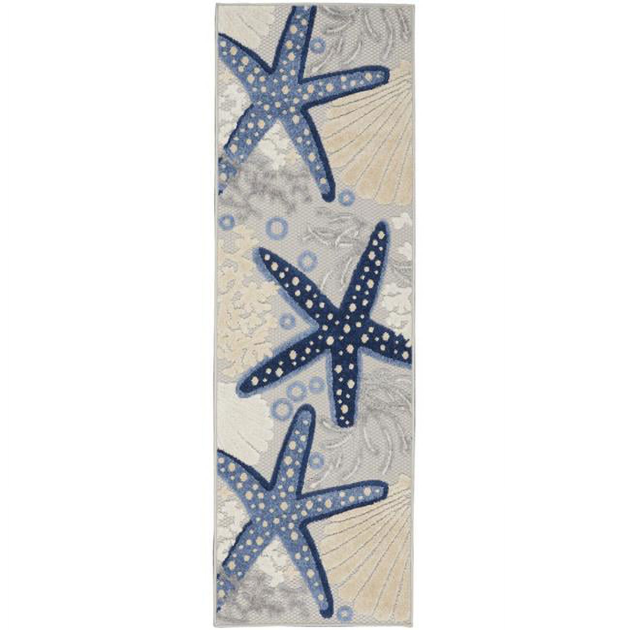 HomeRoots 2 x 8 ft. Blue & Gray Animal Print Non Skid Runner Area Rug ...