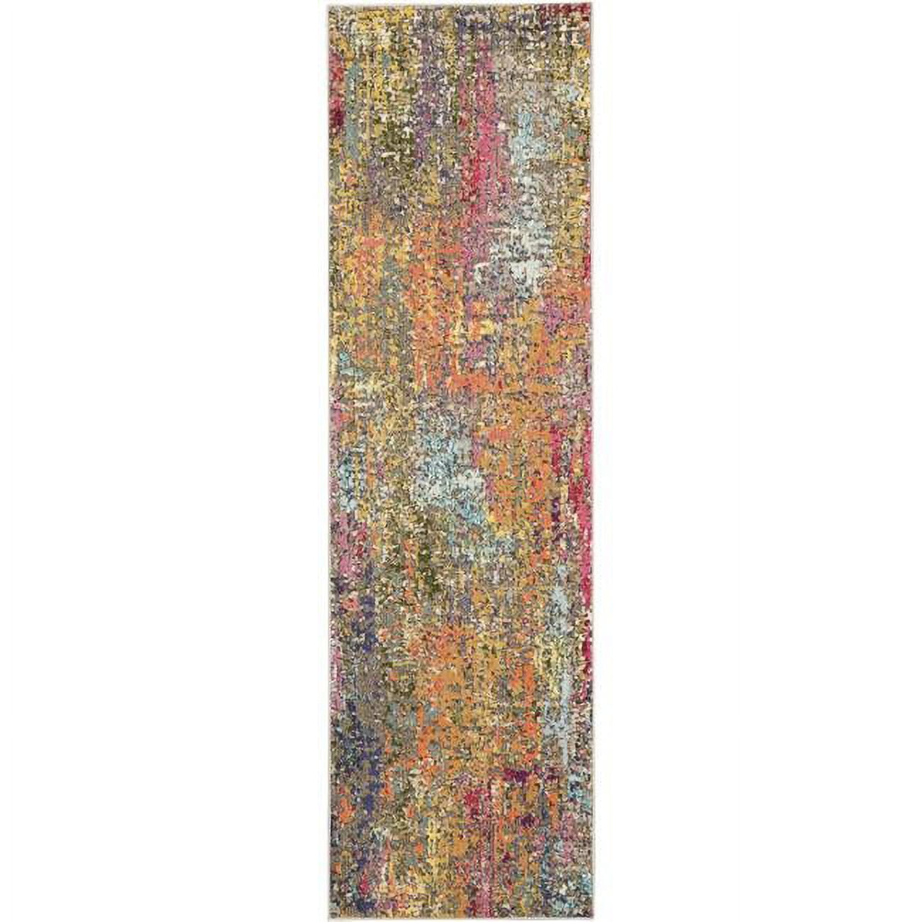 HomeRoots 2 x 8 ft. Sunset Abstract Power Loom Non Skid Runner Area Rug ...