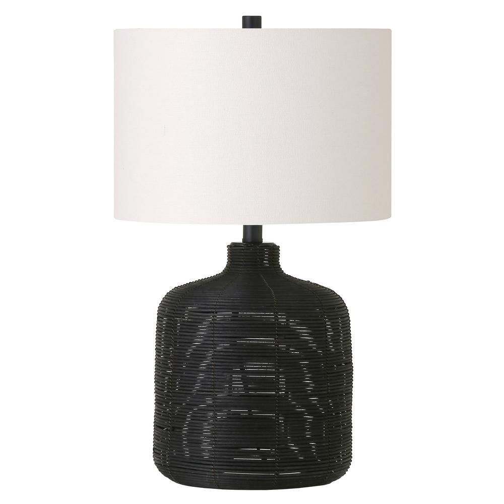 HomeRoots 20" Black Rattan Table Lamp With White Drum Shade - Walmart.com