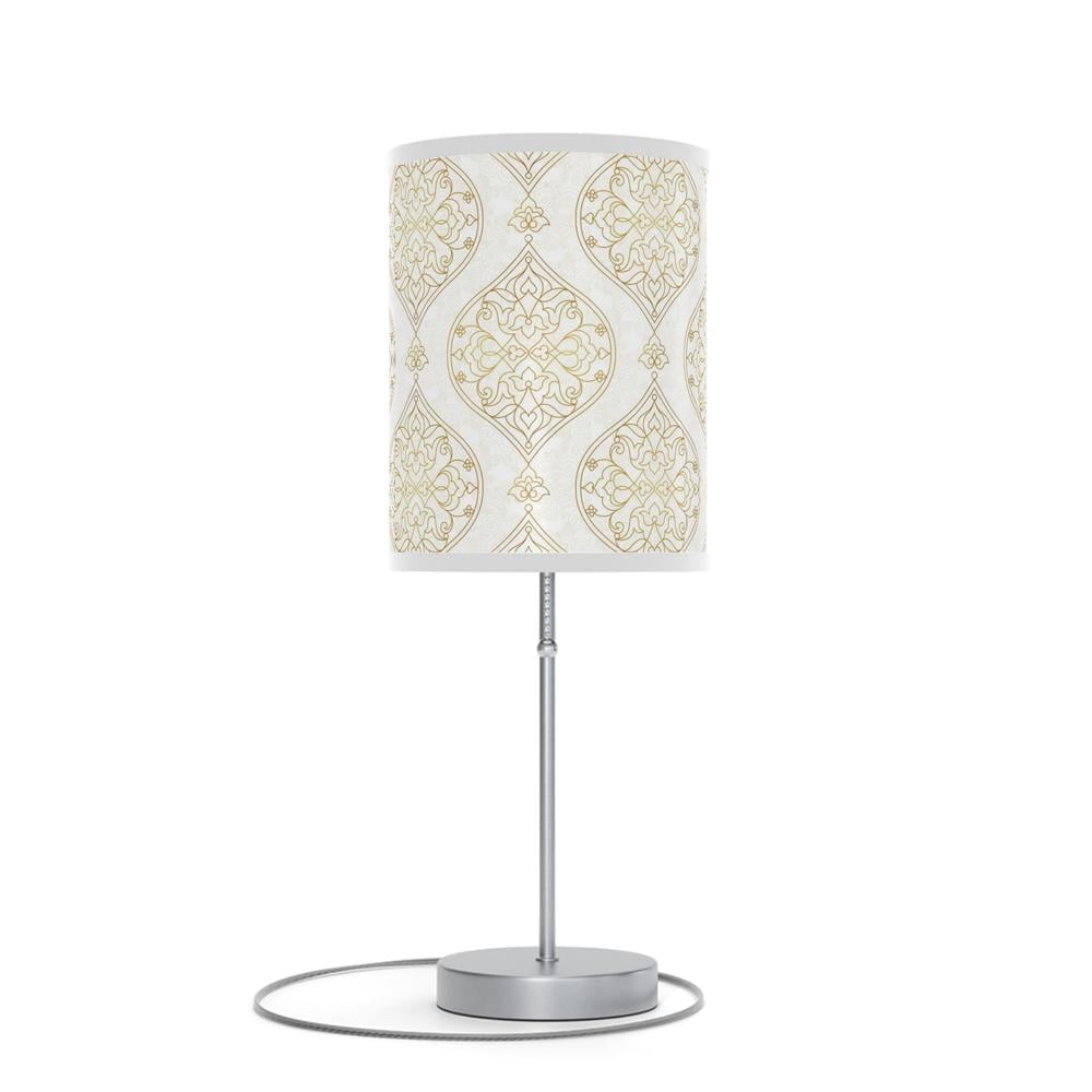 HomeRoots 20" Silver Table Lamp With Gold And White Filigree Scroll ...