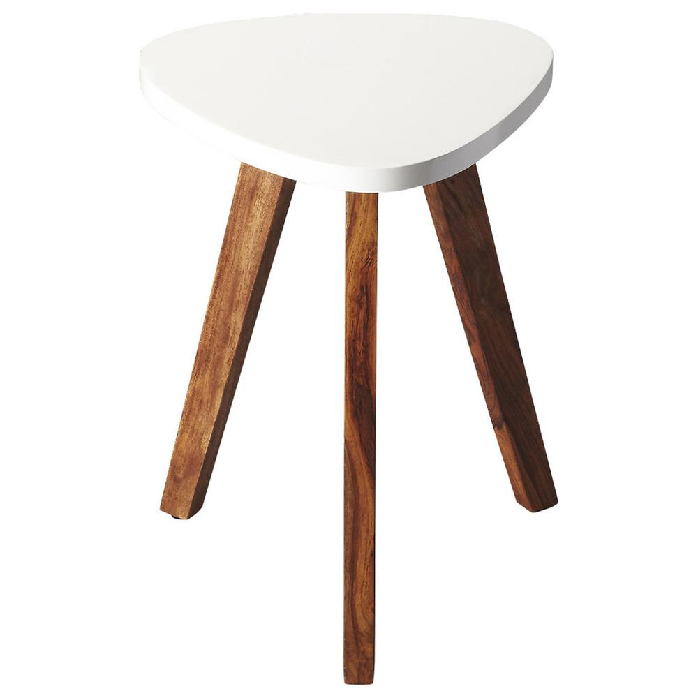 HomeRoots 20" White and Natural Wood Triangle End Table - Walmart.com