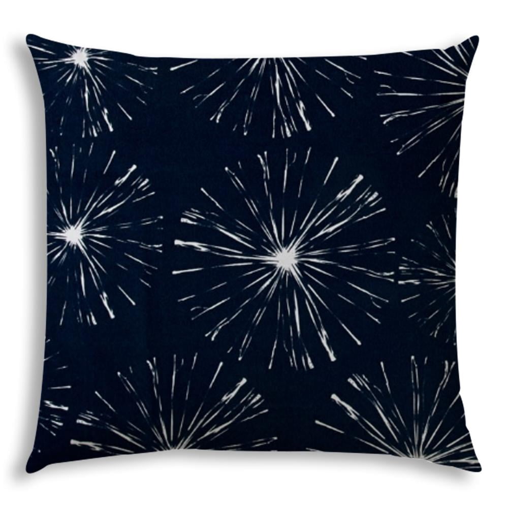 HomeRoots 20" X 20" Navy Blue And White Blown Seam Floral Throw Indoor ...