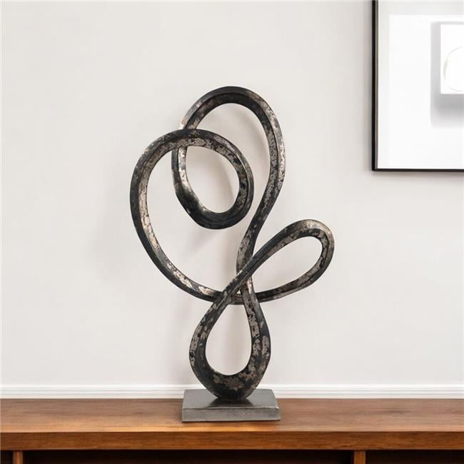 HomeRoots 568874 20 in. Black & Silver Aluminum Modern Abstract ...