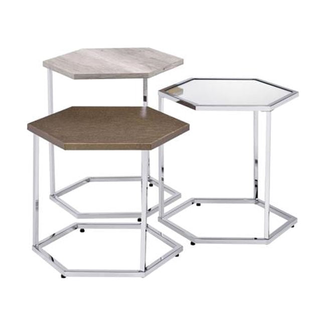 HomeRoots 20 x 17 x 15 in. Chrome & Taupe Manufactured Wood & Metal ...