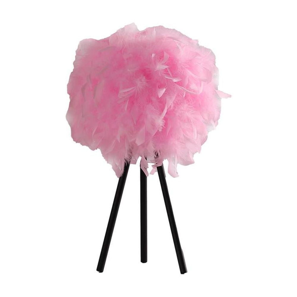 HomeRoots 21" Black Tripod Table Lamp With Pink Faux Feather Shade ...