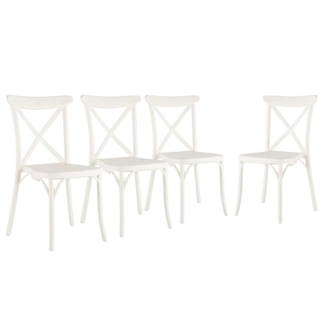HomeRoots 565179 21 in. White Heavy Duty Plastic Outdoor Stacking ...