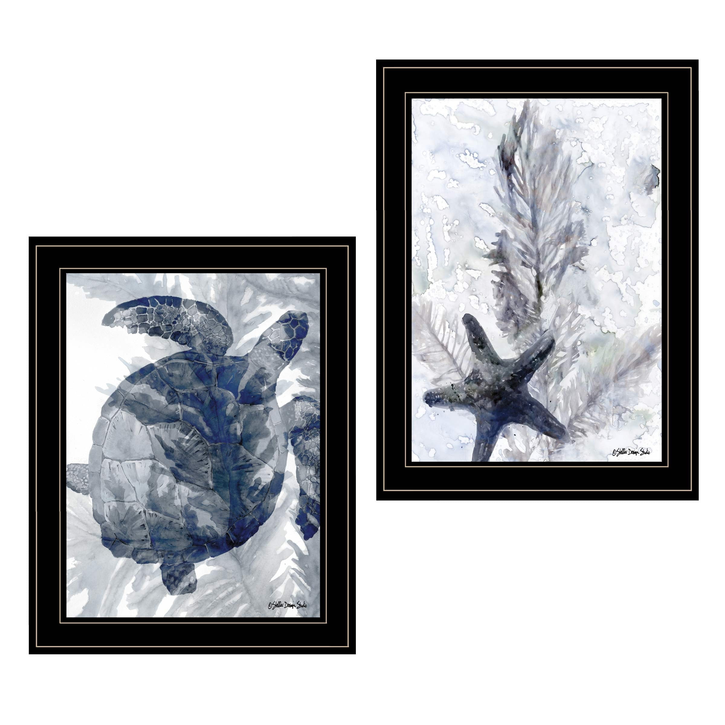 HomeRoots 21 x 15 x 1 in. Ocean 2 Black Framed Print Wall Art - Set of ...