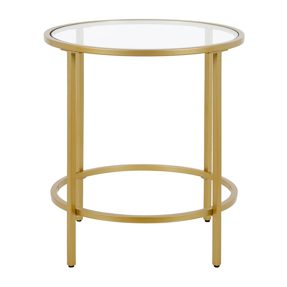 22" Brass And Clear Glass And Steel Round End Table - Walmart.com