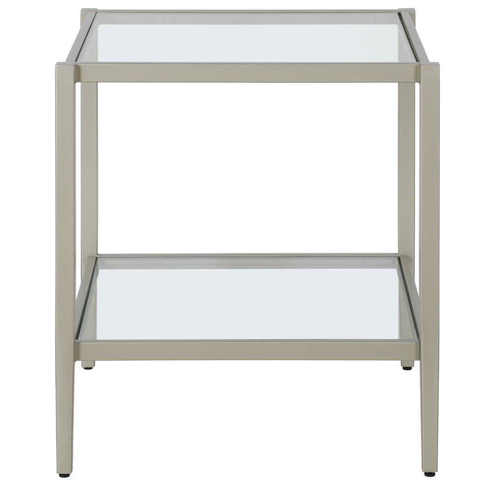 HomeRoots 22" Nickel And Clear Glass And Steel Square End Table With ...