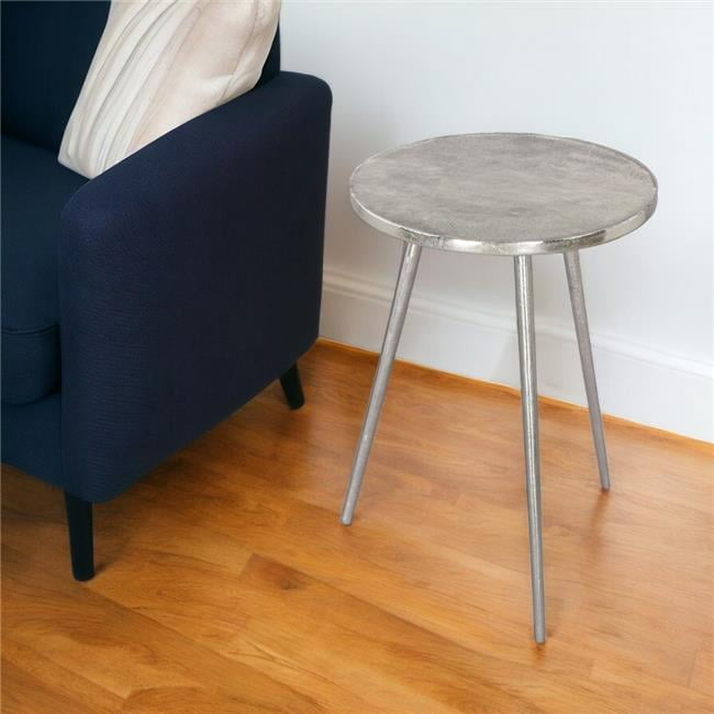 HomeRoots 556521 22 in. Silver Aluminum Round End Table - Walmart.com