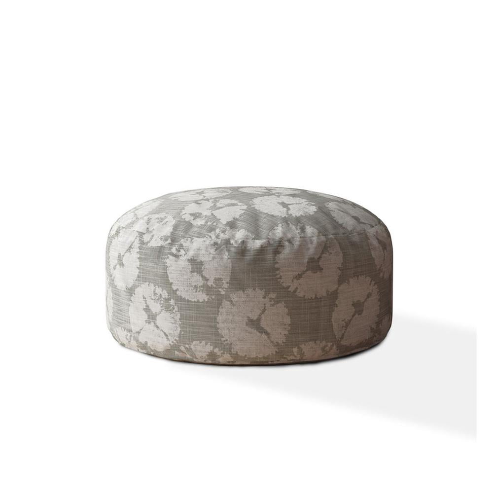 24" Gray Canvas Round Floral Pouf Ottoman - Walmart.com