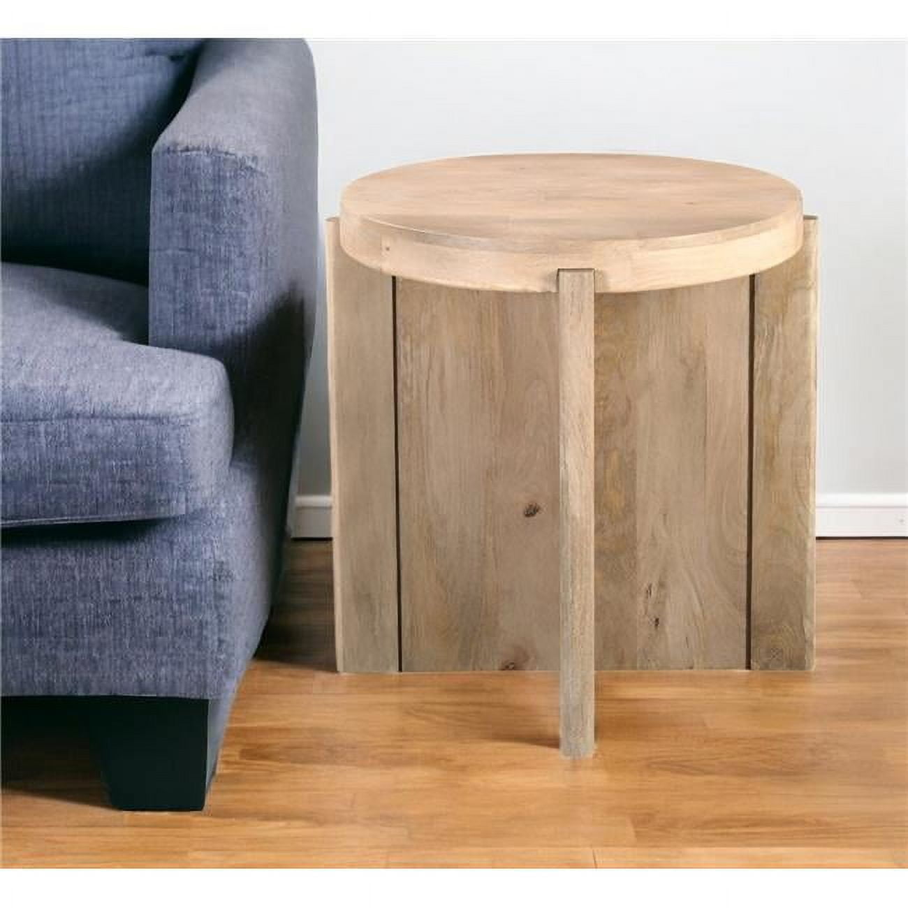 HomeRoots 565309 24 in. Natural Solid Wood Round Cross Leg End Table ...