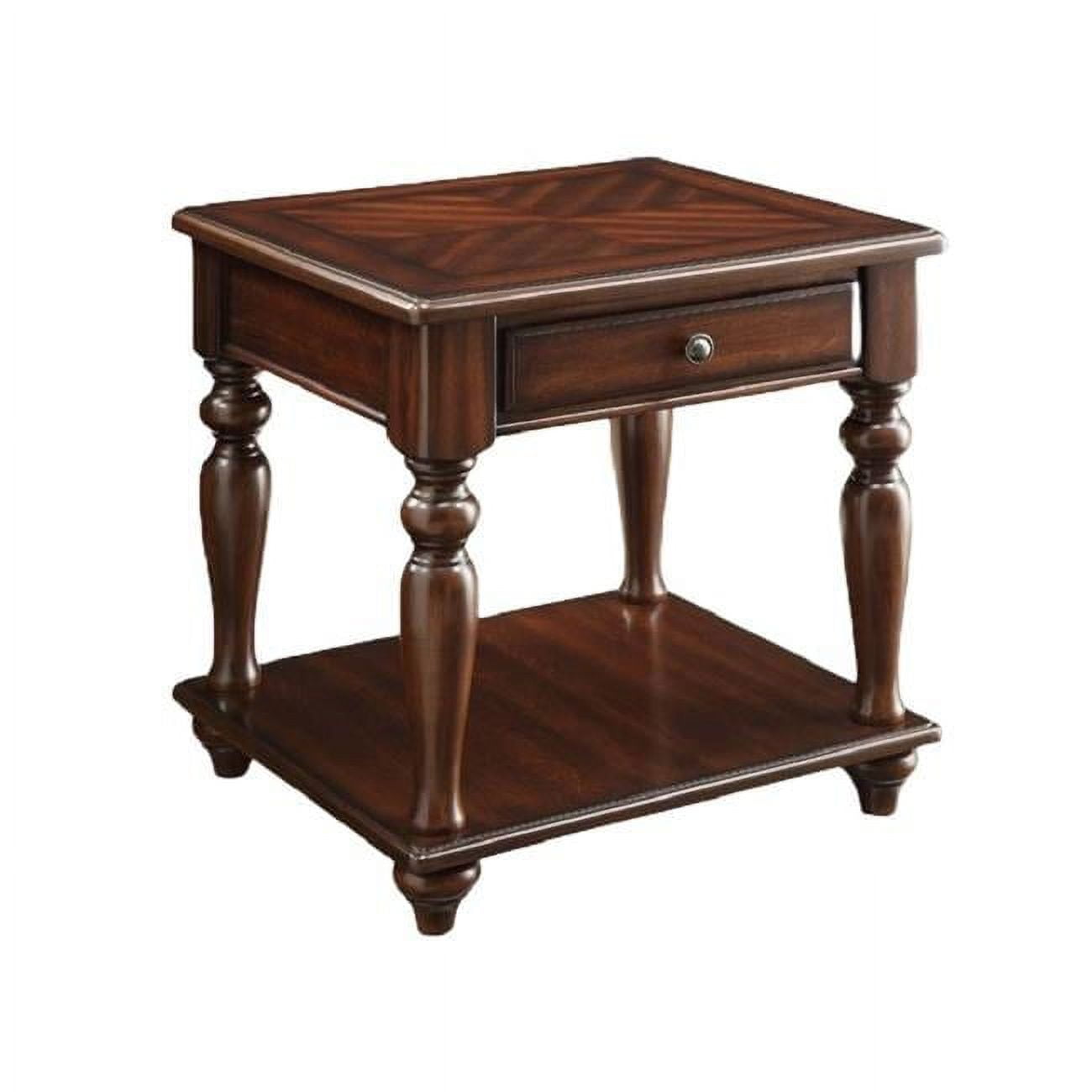 24" Walnut Manufactured Wood Rectangular End Table With Drawer And ...