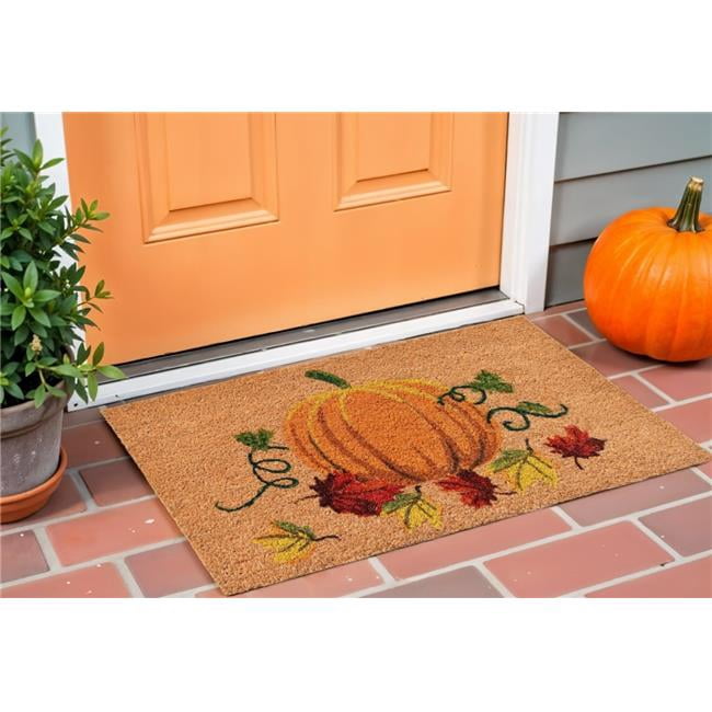 HomeRoots 632336 24 x 36 in. Natural & Orange Coir Pumpkin Outdoor Fall ...