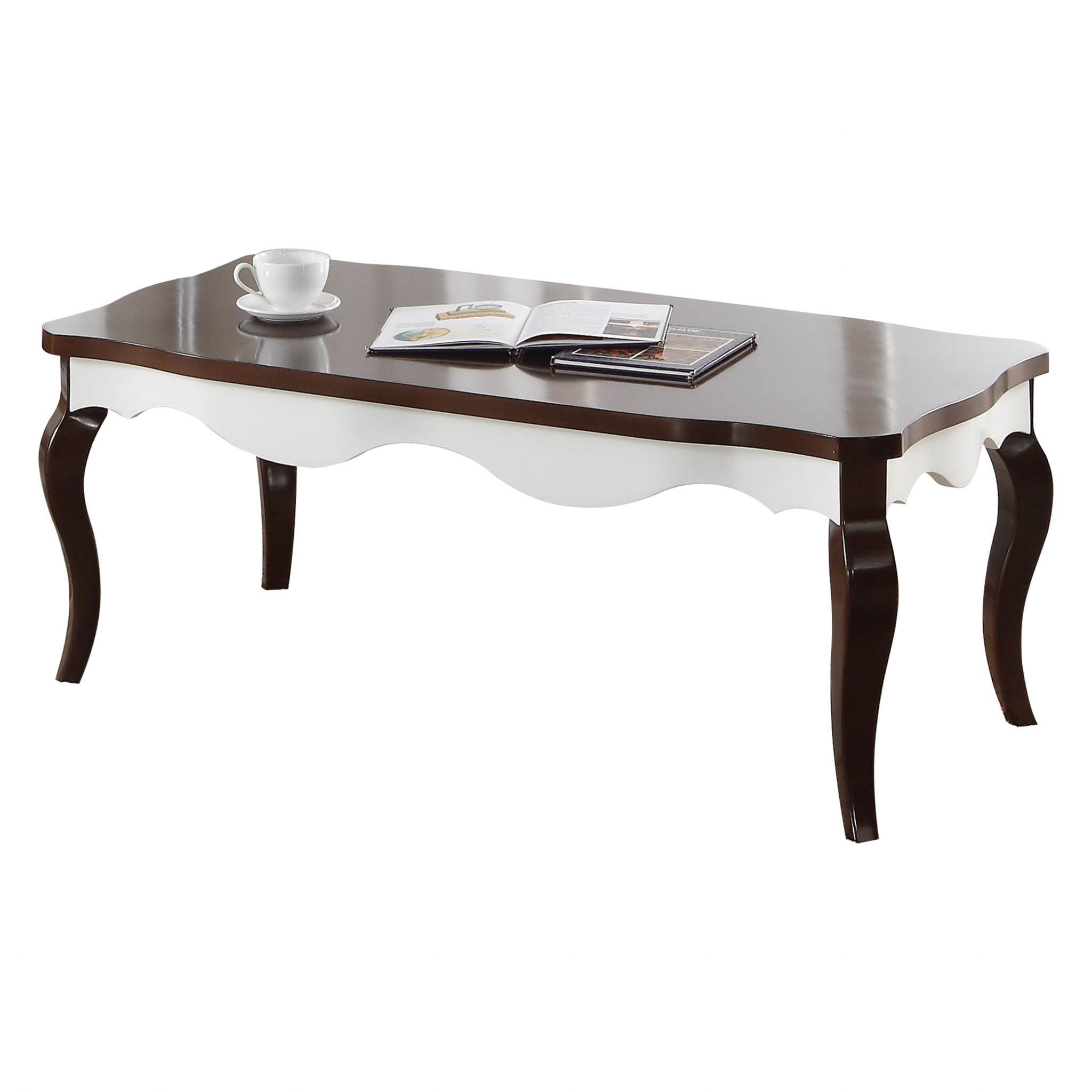 24" X 48" X 18" Walnut White Wood Coffee Table - Walmart.com