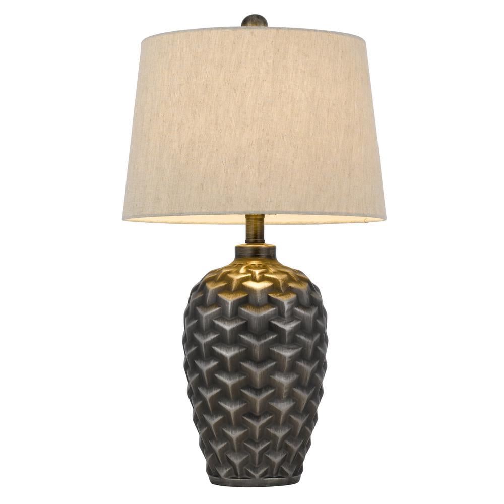 HomeRoots 25" Silver Metallic Table Lamp With Gray Empire Shade ...