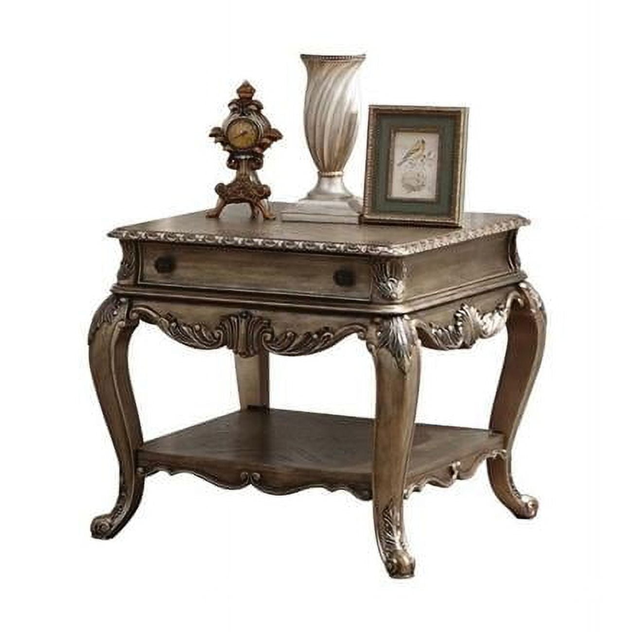 26" Vintage Oak Manufactured Wood And Polyresin Rectangular End Table ...