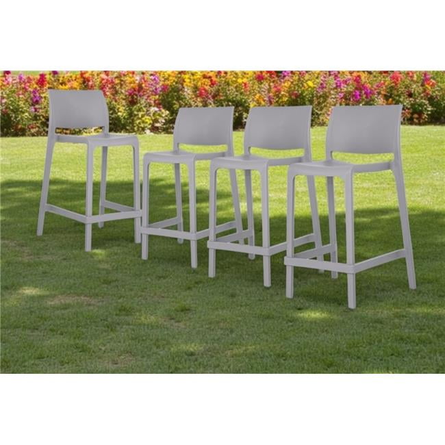 HomeRoots 565368 26 in. Gray Heavy Duty Plastic Low Back Outdoor ...