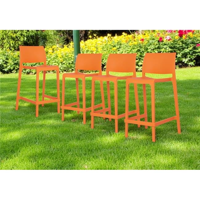 HomeRoots 565371 26 in. Orange Heavy Duty Plastic Low Back Outdoor ...