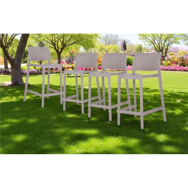 HomeRoots 565367 26 in. Taupe Heavy Duty Plastic Low Back Outdoor ...