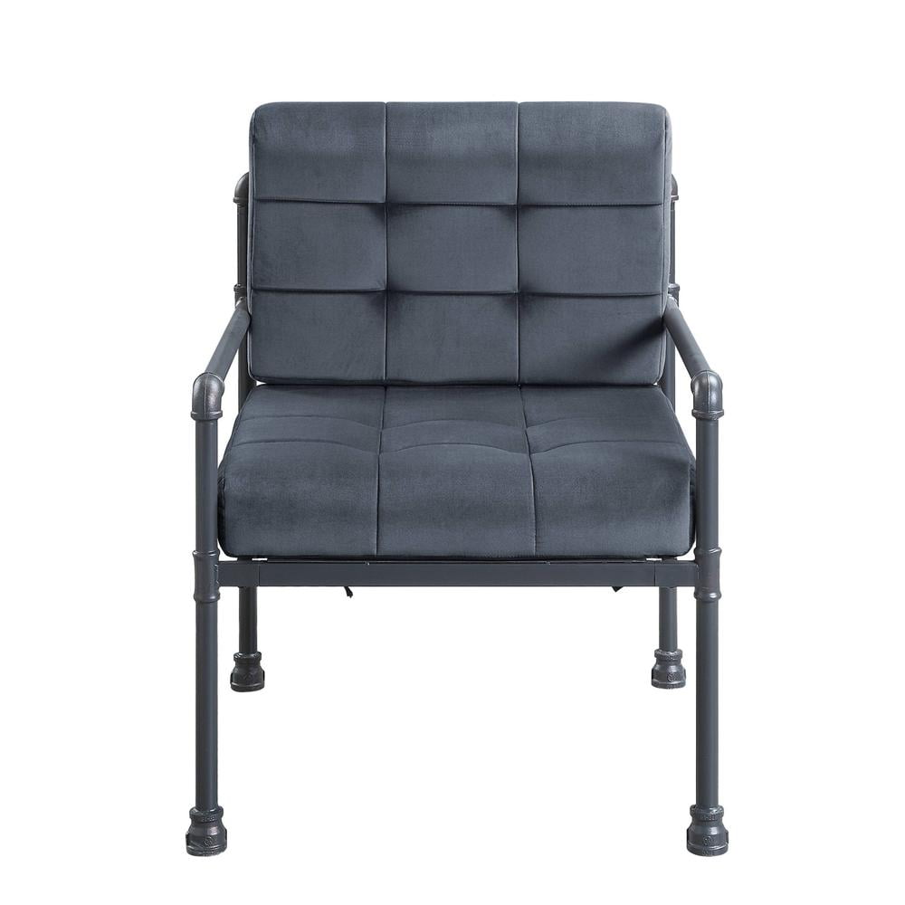 HomeRoots 27" Gray Velvet And Steel Arm Chair - Walmart.com