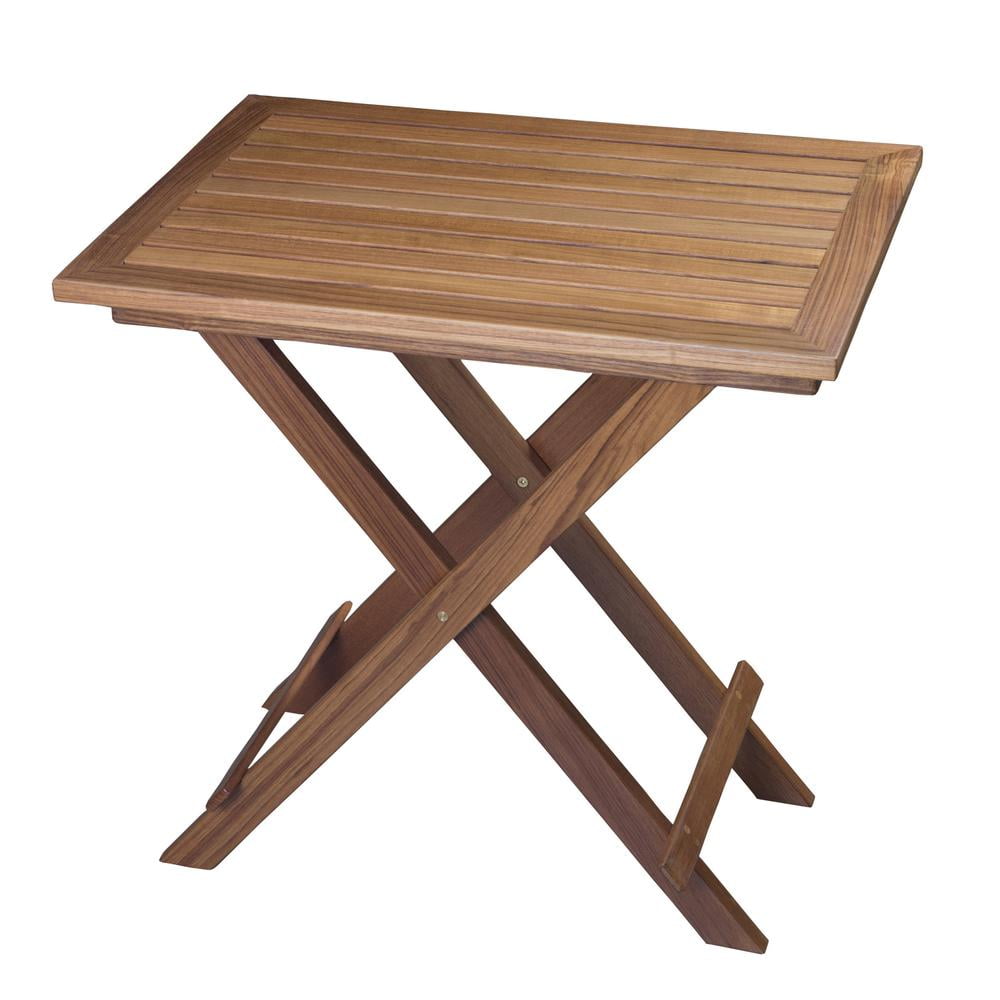 HomeRoots 28" Brown Solid Wood Folding Outdoor Side Table - Walmart.com