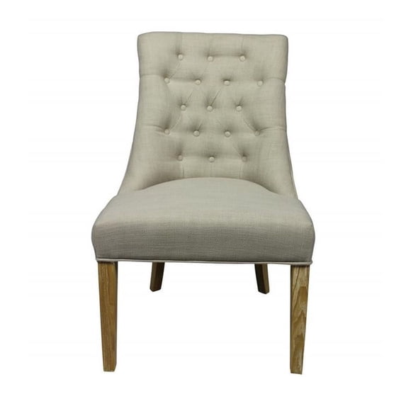 HomeRoots 28" Taupe 100% Polyester And Natural Solid Color Side Chair ...