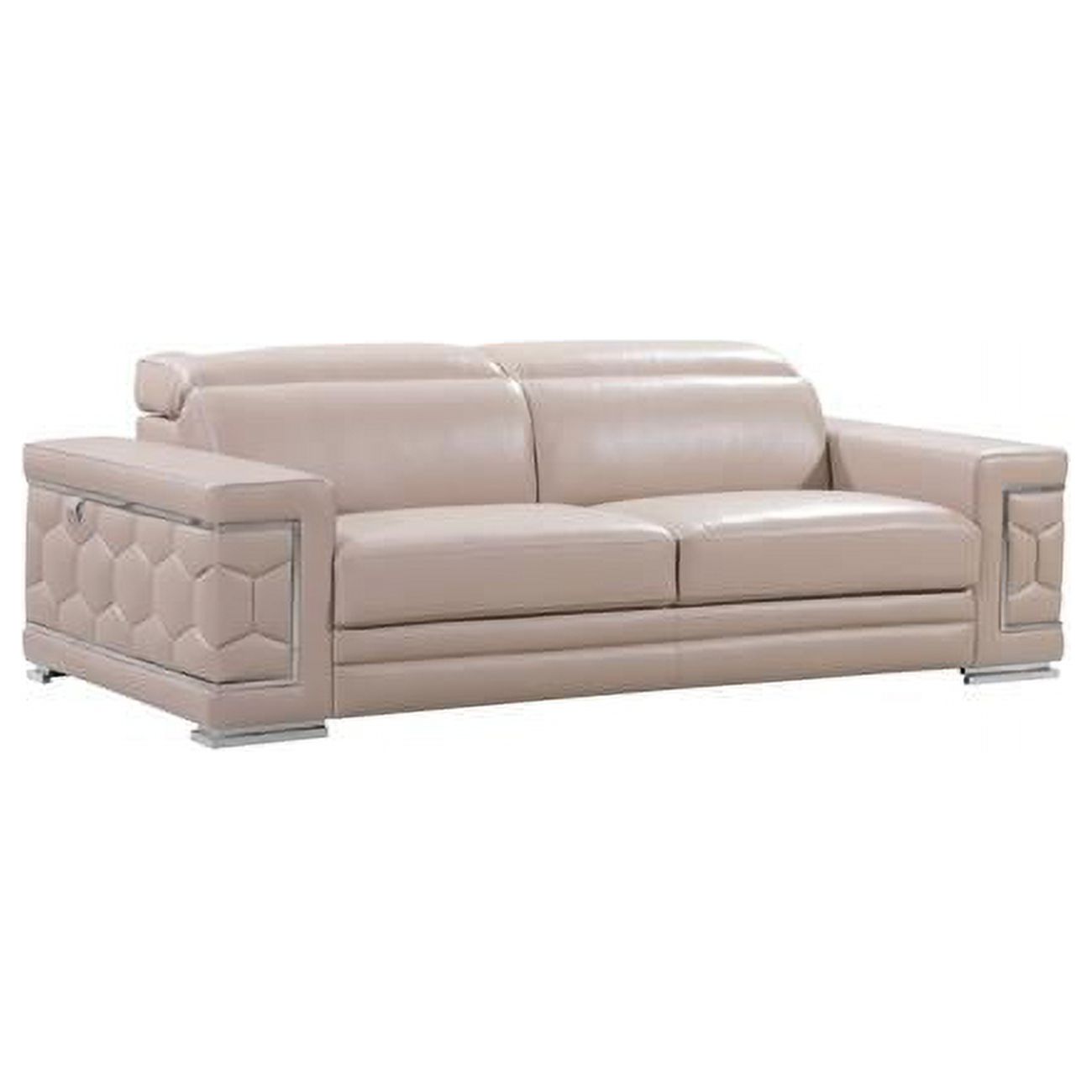 HomeRoots 29-38 in. Modern Beige Leather Sofa - Walmart.com