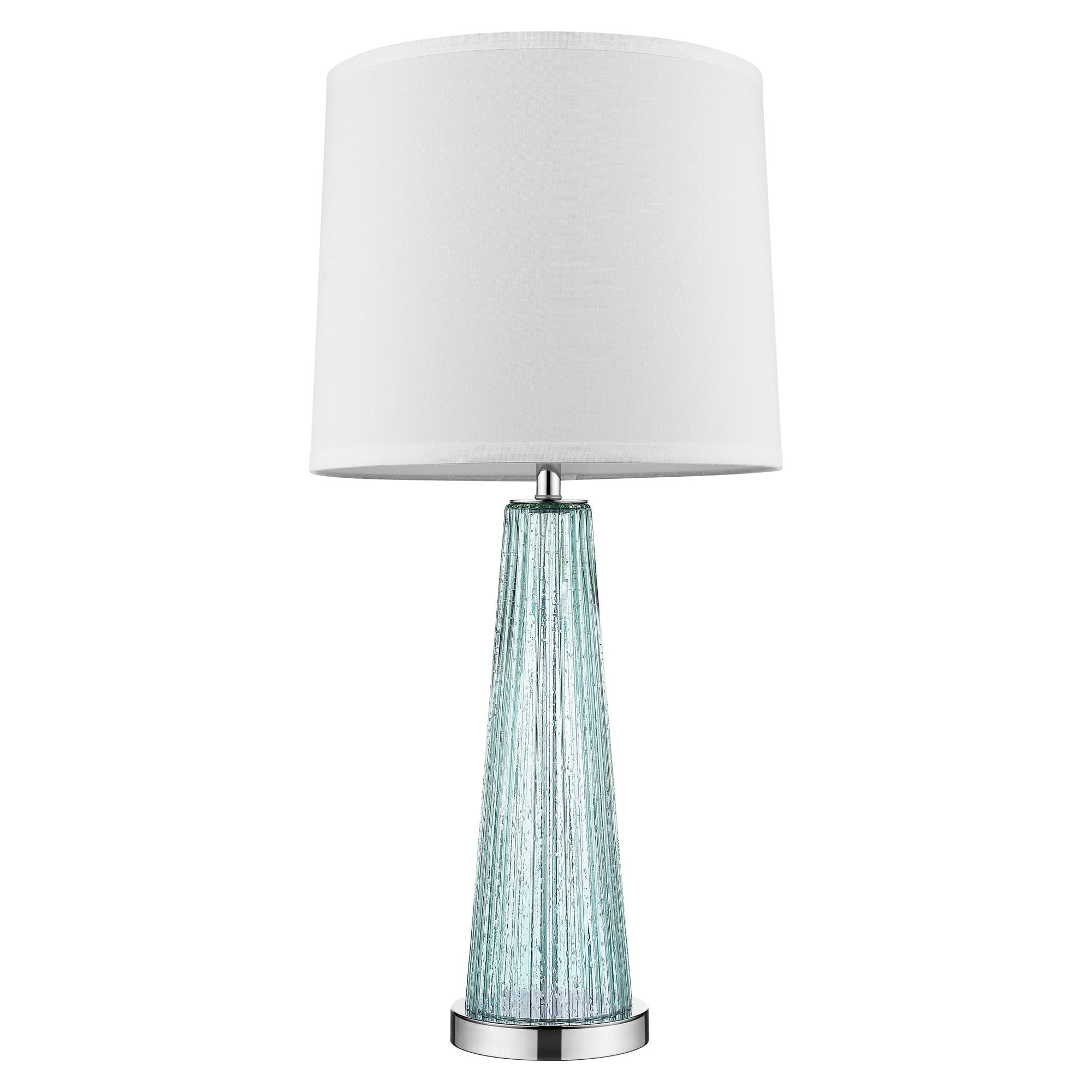 Chiara 1-Light Seafoam Glass And Polished Chrome Table Lamp With Off ...
