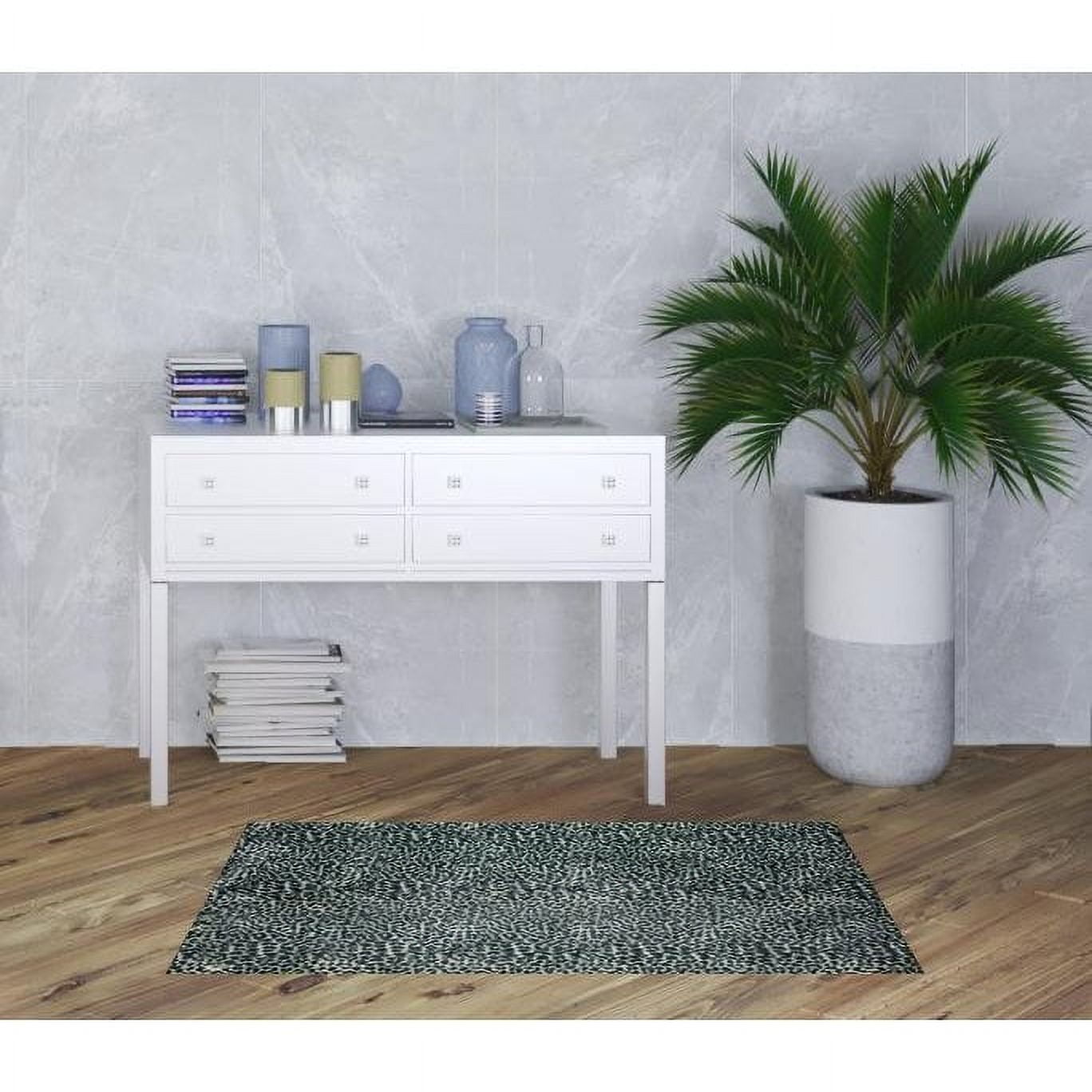 HomeRoots 3' X 5' Black And Gray Leopard Print Shag Handmade Non Skid ...