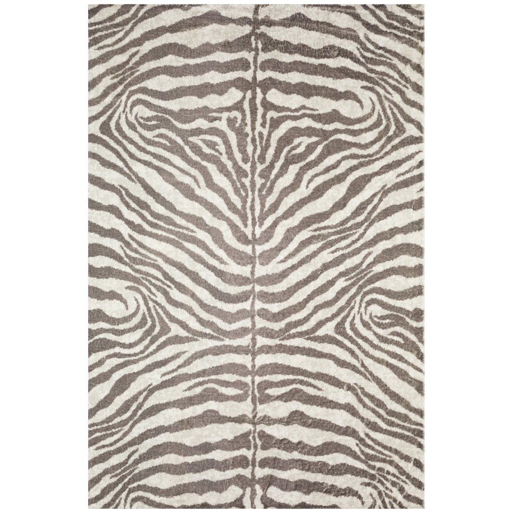 HomeRoots 3' X 5' Mocha And Cream Zebra Print Shag Handmade Non Skid ...