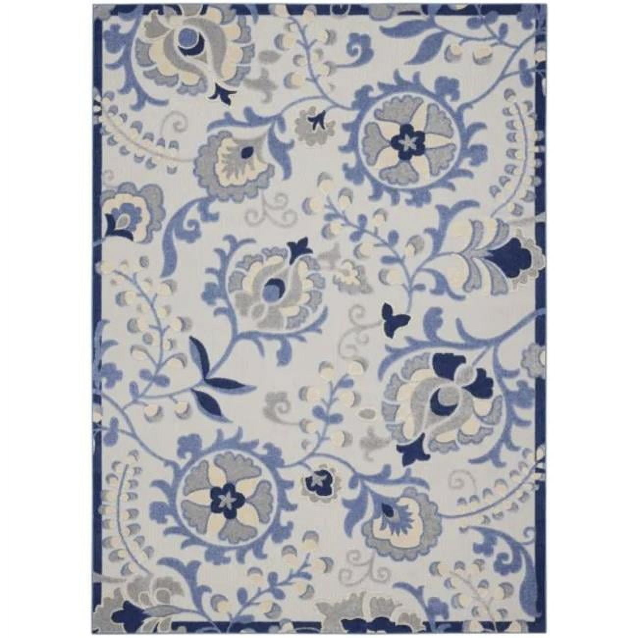 HomeRoots 3 x 4 ft. Blue & Gray Toile Non Skid Indoor & Outdoor ...