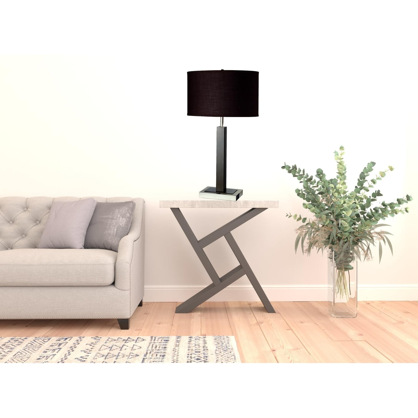 HomeRoots 30" Black Polyresin Table Lamp With Brown Classic Drum Shade ...