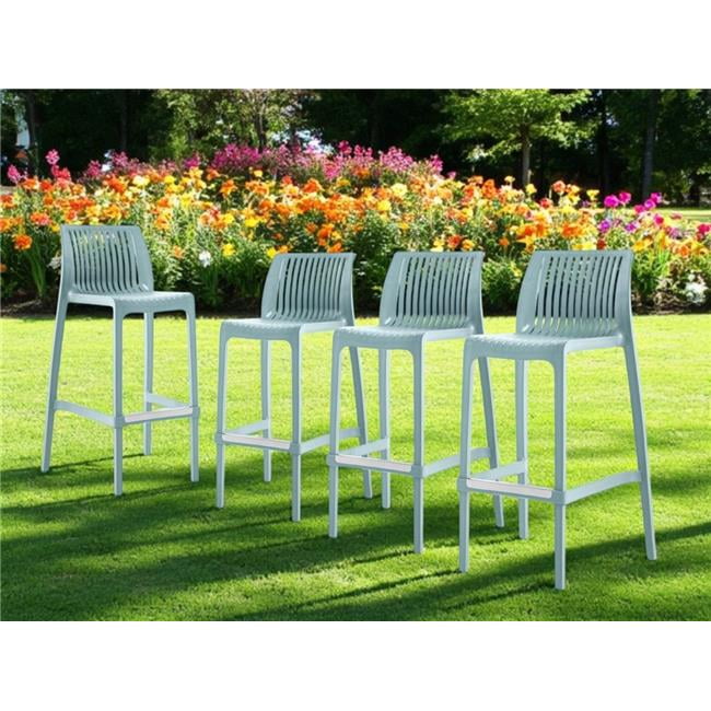 HomeRoots 565353 30 in. Baby Blue Heavy Duty Plastic Low Back Outdoor ...