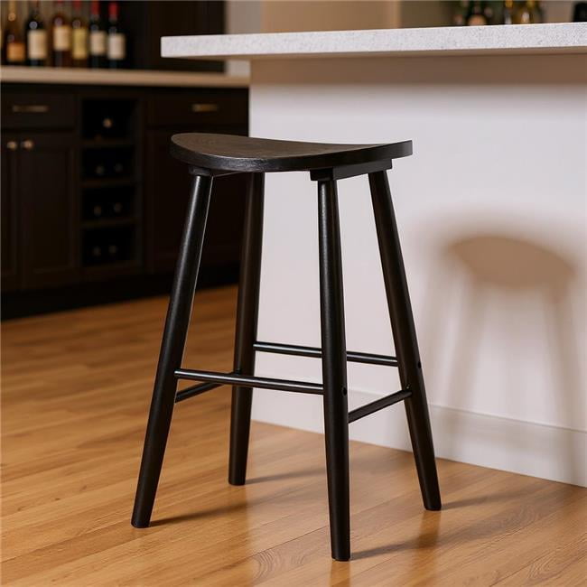 HomeRoots 632442 30 in. Black Solid Wood Backless Bar Height Bar Chair ...