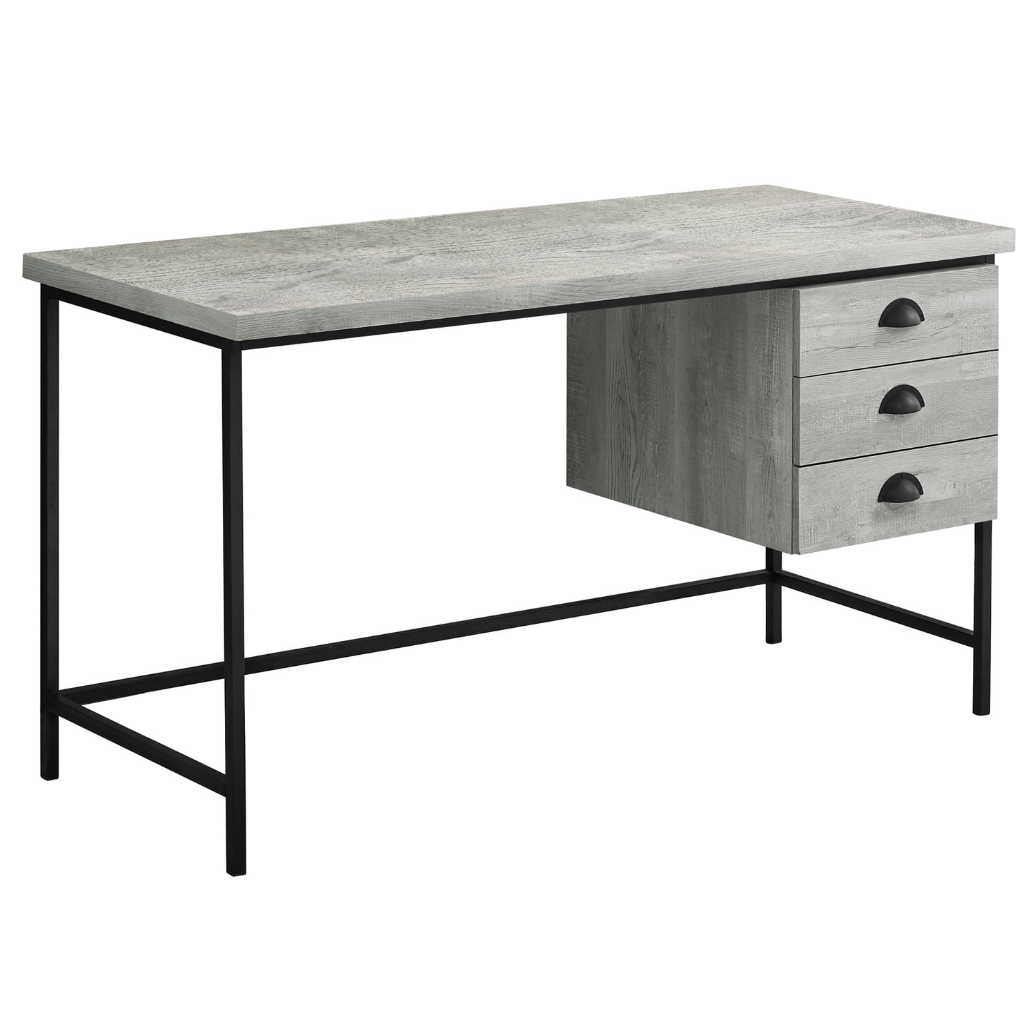 HomeRoots 333551 30 in. Grey Particle Board & Black Metal Computer Desk ...
