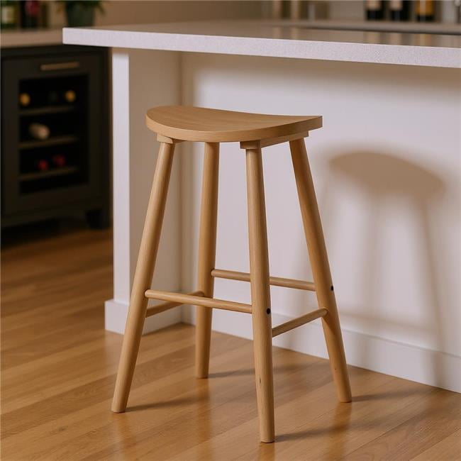 HomeRoots 632444 30 in. Natural Solid Wood Backless Bar Height Bar ...