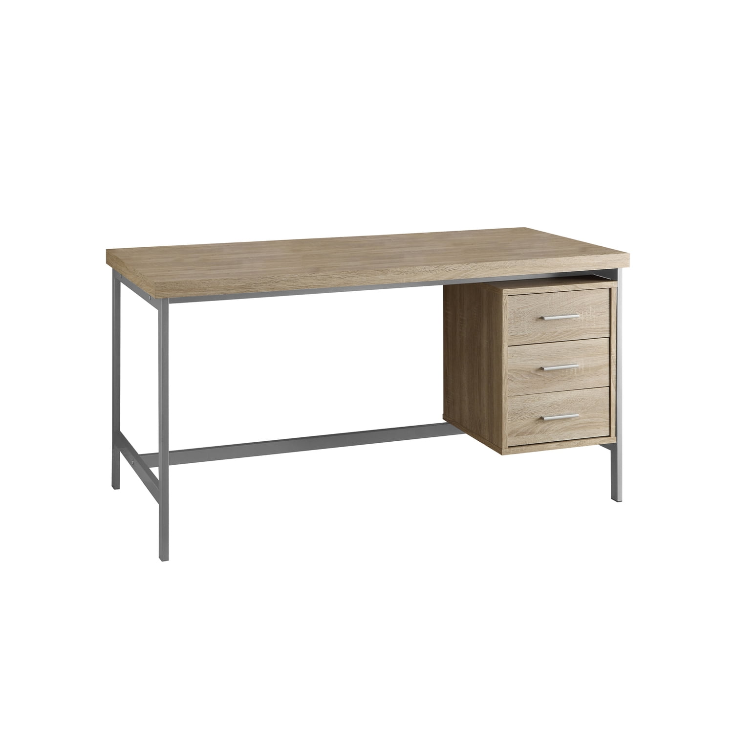 HomeRoots 31 in. Natural Particle Board & Silver Metal Computer Desk ...