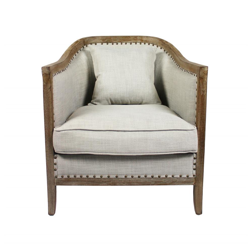 HomeRoots 32" Natural Linen Solid Color Lounge Chair - Walmart.com