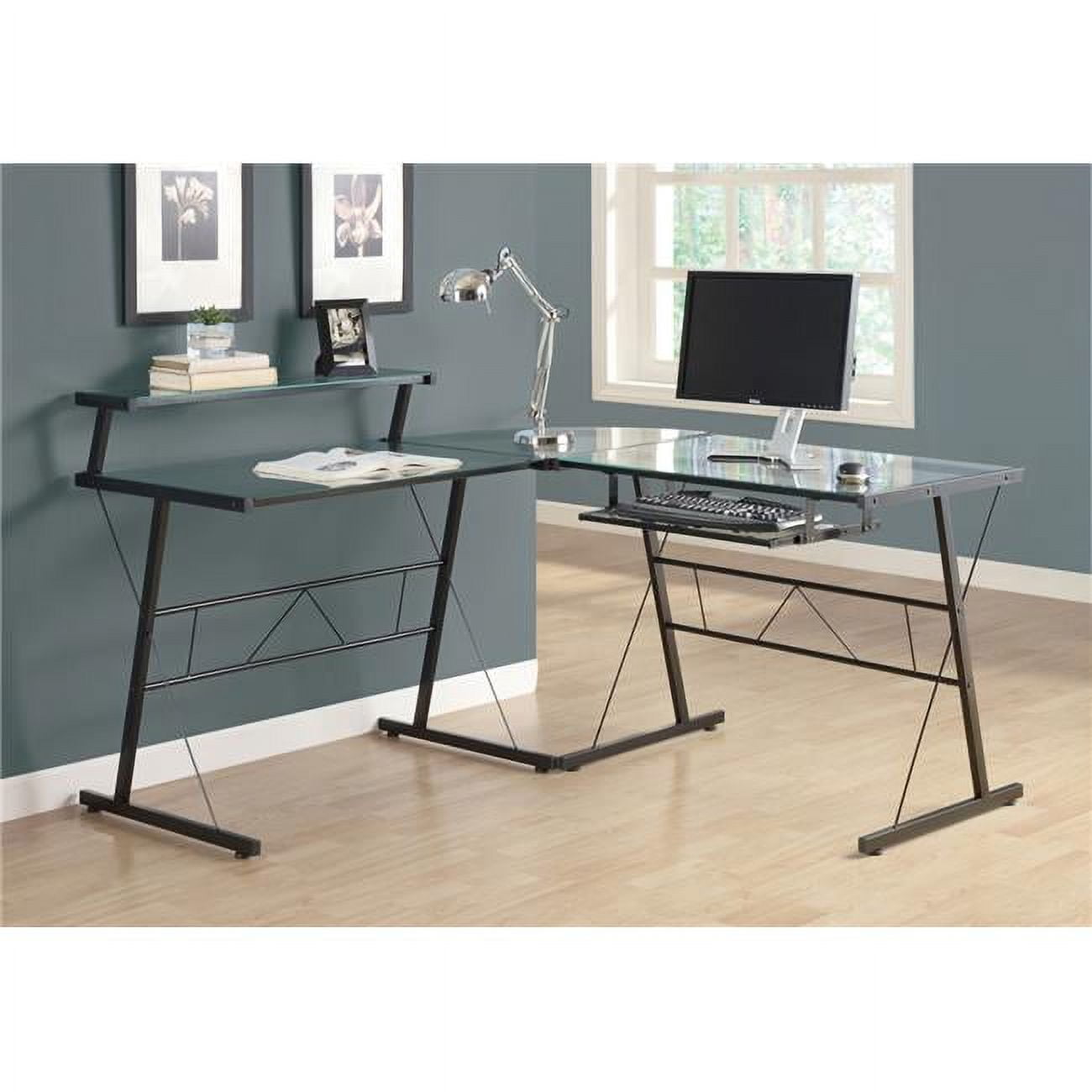 HomeRoots 333401 36.75 in. Black Metal & Tempered Glass Computer Desk ...