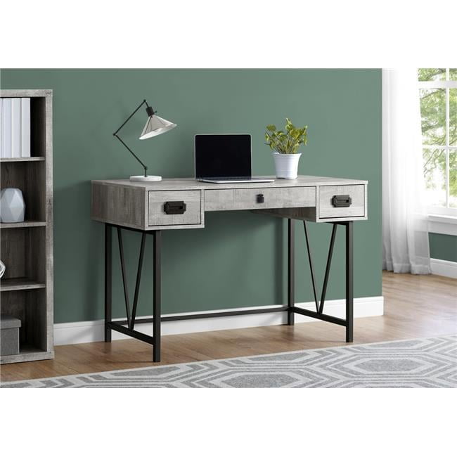 HomeRoots 333514 31 in. Grey Particle Board & Black Metal Computer Desk ...