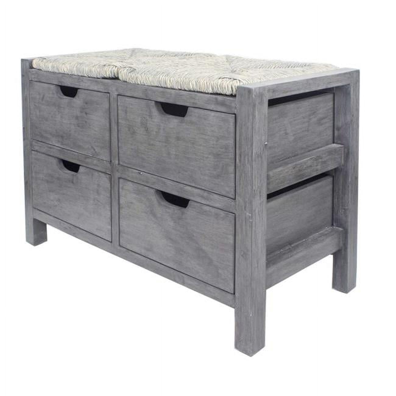 HomeRoots 354548 32 x 15 x 20 in. Grey MDF Wood Seagrass 4-Drawer ...