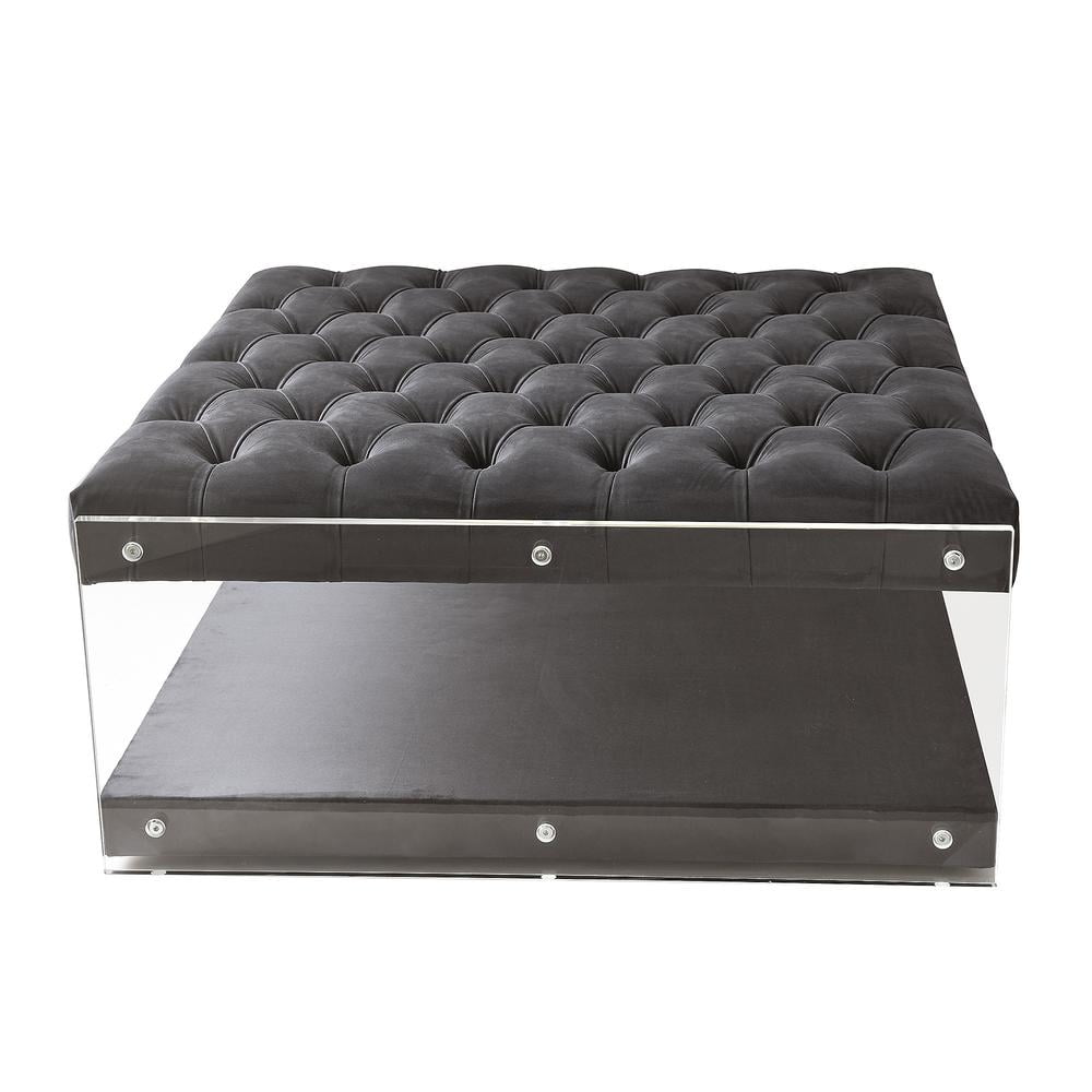 HomeRoots 36" Gray Velvet Storage - Walmart.com